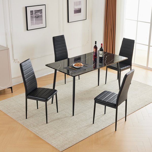 Disassemble rectangular table with arc MDF Black PVC marble surface 122 ...