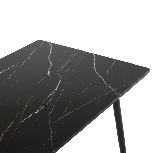 Disassemble rectangular table with arc MDF Black PVC marble surface 122 ...